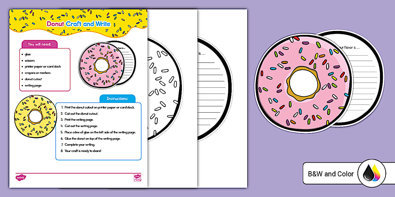 Donut Craft and Write Activity for K-2nd Grade - Twinkl