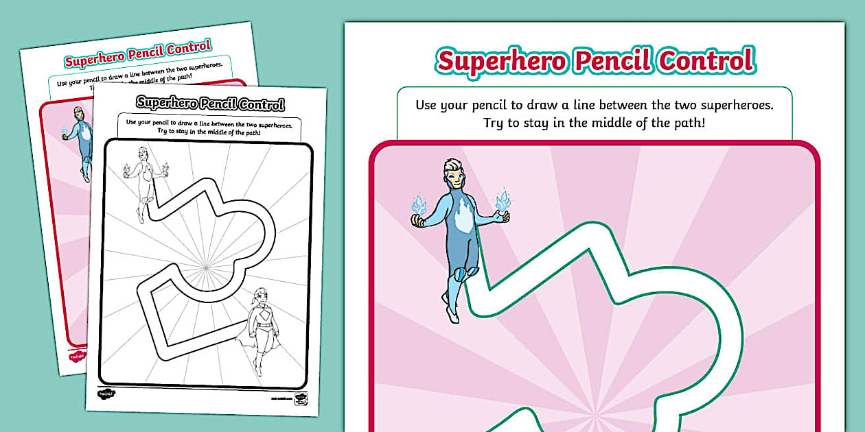 Superhero Pencil Control Worksheet - Twinkl