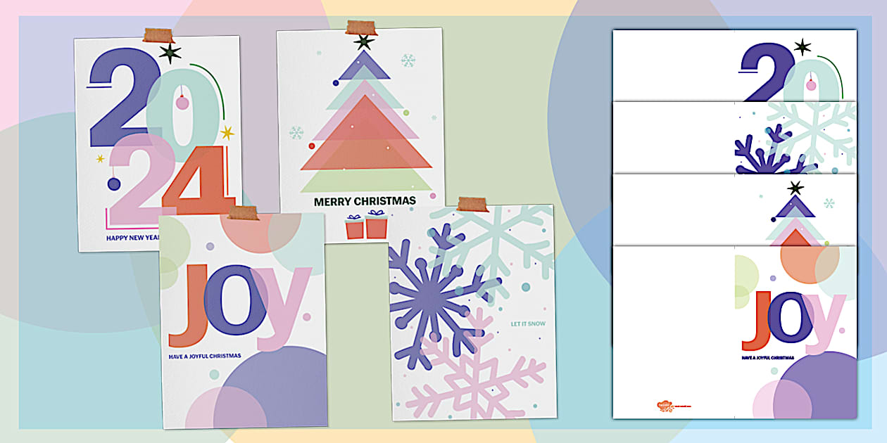 Christmas Minimalist Geometric Cards Pack | Twinkl Party