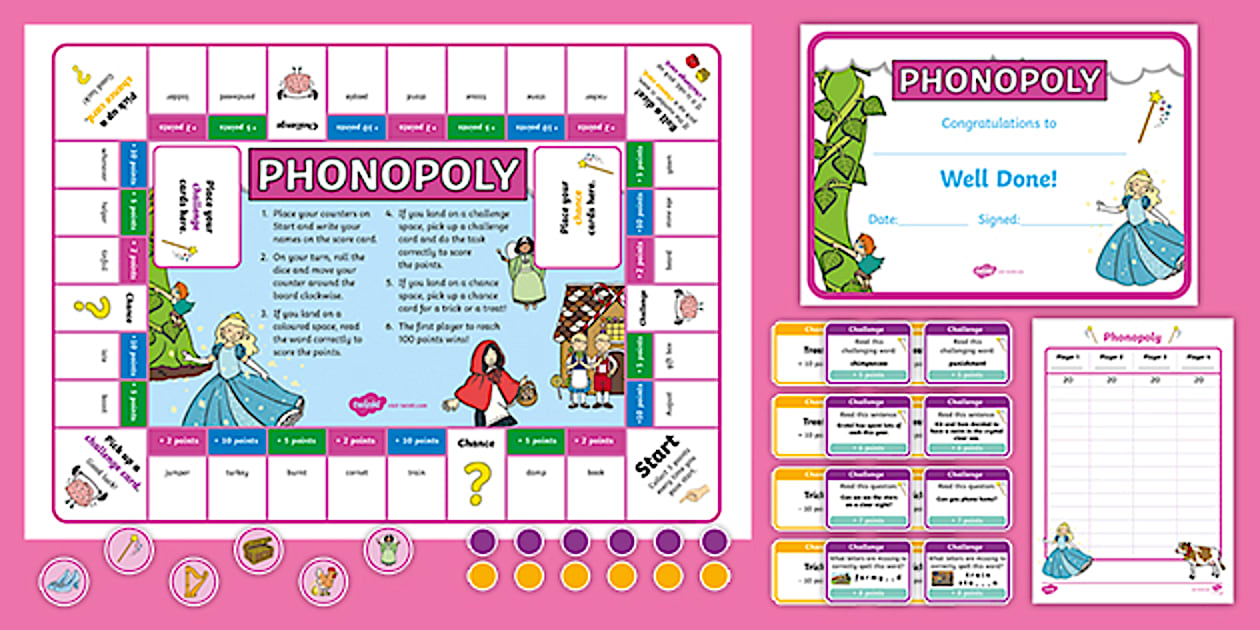 Practise Phonics with Traditional Tales Phonopoly Game KS1