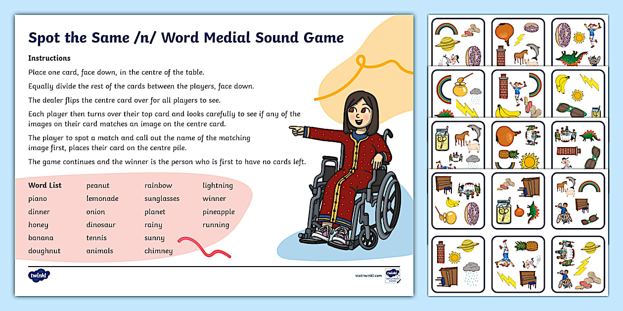 Spot the Same /n/ Word Medial Sound Game