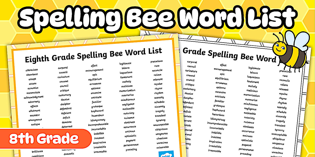 Printable 8th Grade Spelling Bee Words List | Twinkl USA