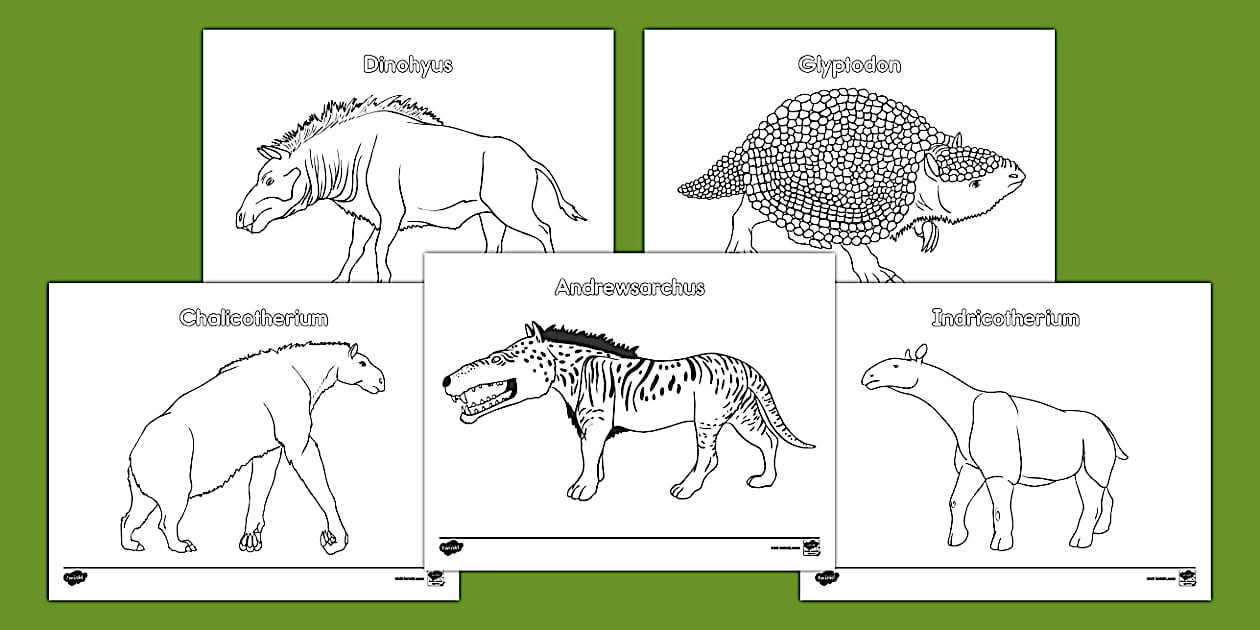 Stone Age Animals Coloring Sheets