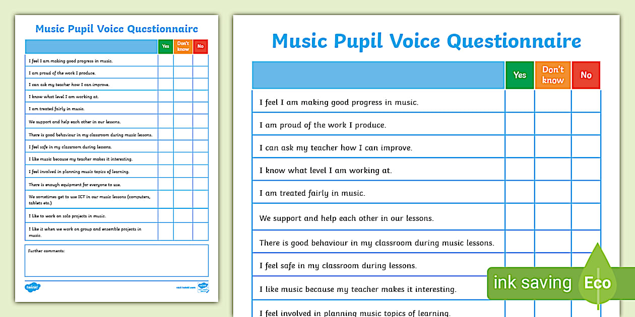 👉 Music Pupil Voice Questionnaire | Twinkl | KS2 - Twinkl
