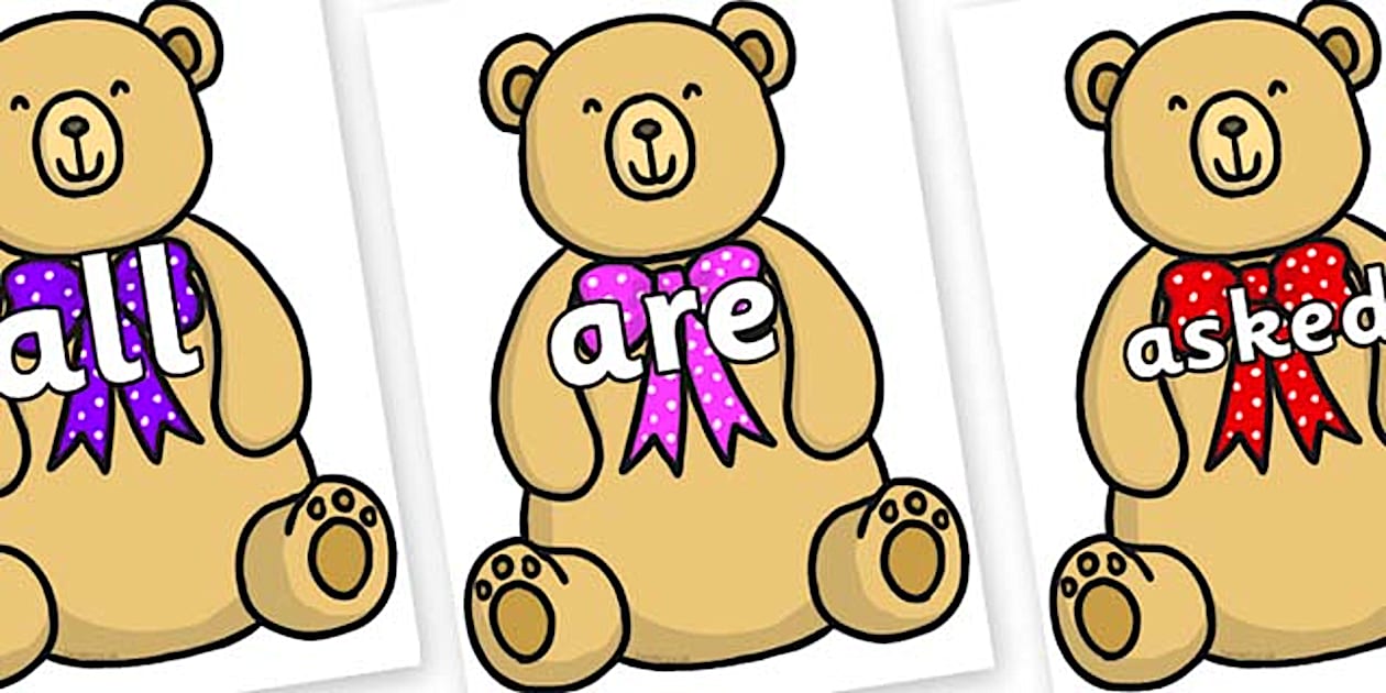 Tricky Words on Bow Tie Teddy (teacher made) - Twinkl