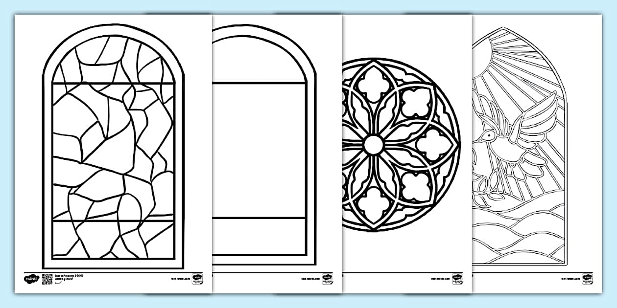 Colouring Stained Glass Templates - Colouring Pages | Twinkl