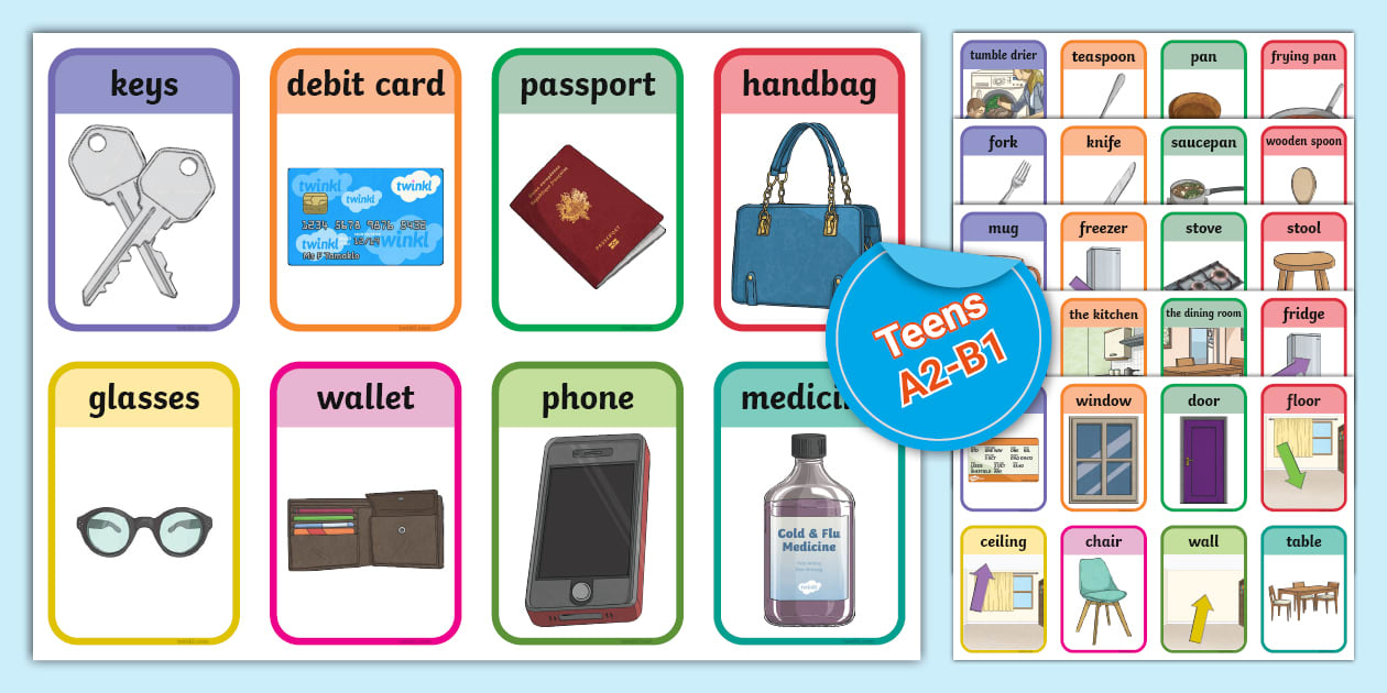 FREE Household Object Vocabulary Cards (teacher made)