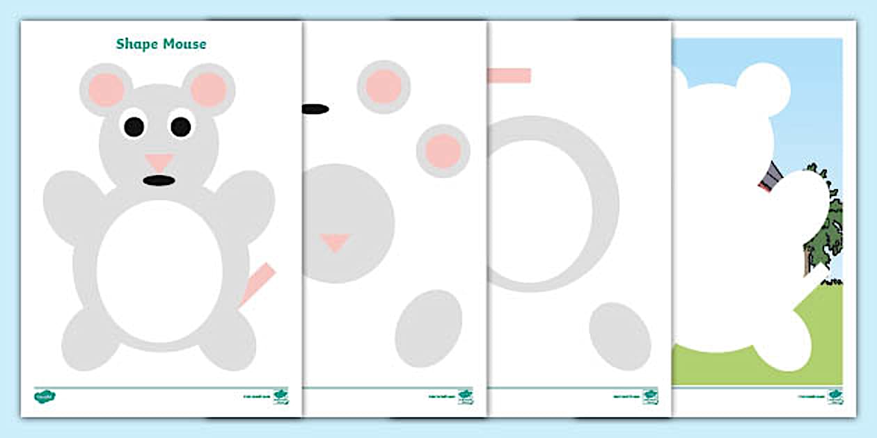 2D Shape Mouse Cutting Skills Worksheets - Twinkl