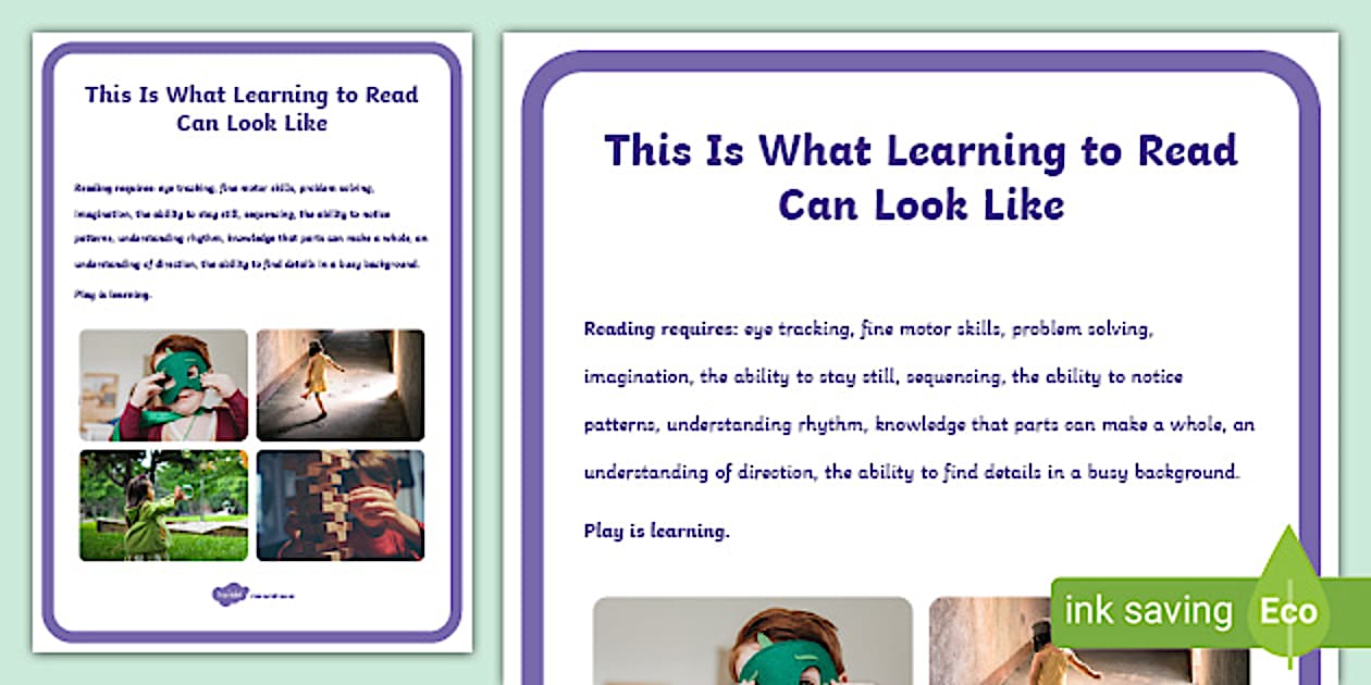 Play and Reading Handout (teacher made) - Twinkl