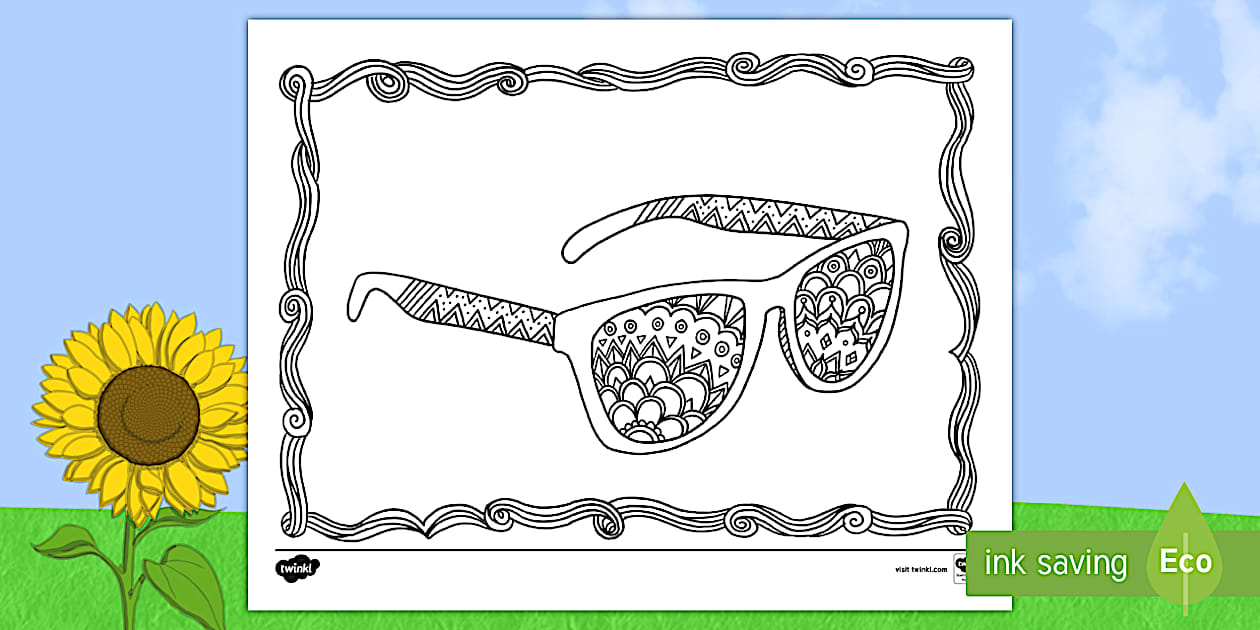 Sunglasses Mindfulness Coloring Worksheet / Worksheet