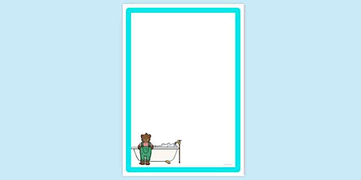 Simple Blank Bear and Bath Page Border | Page Borders