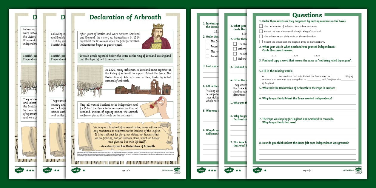 Declaration of Arbroath Differentiated Reading Comprehension