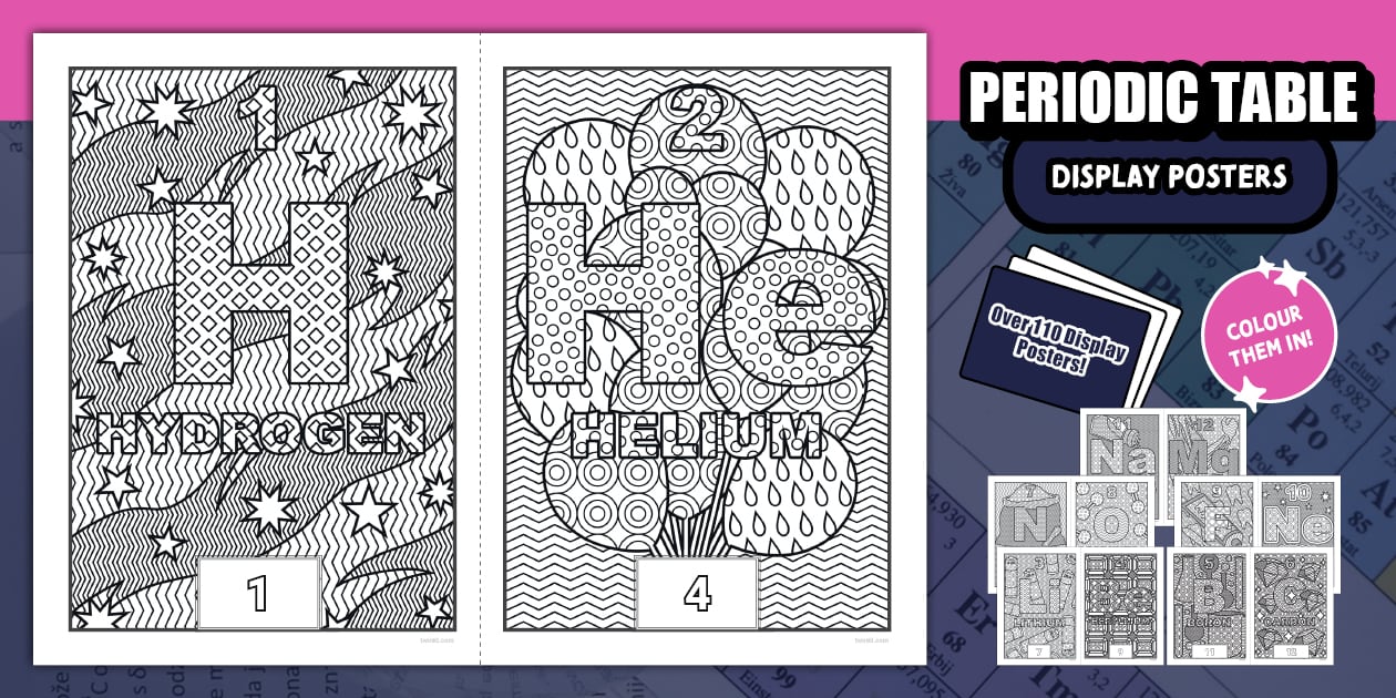 Periodic Table: Mindfulness Colouring Work Sheets