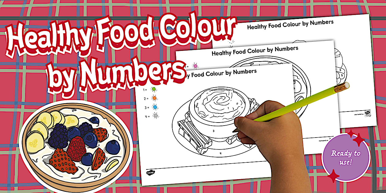 Healthy Food Colour by Numbers Worksheet