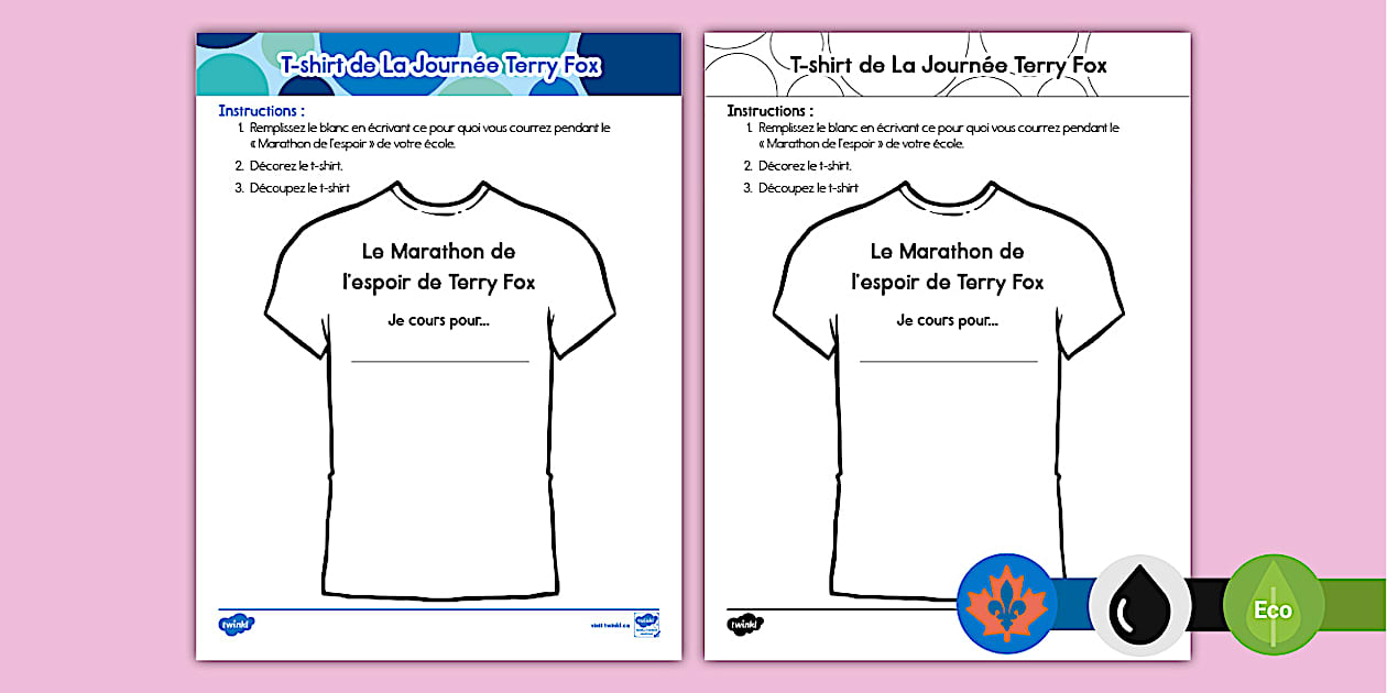 Primary Terry Fox T-Shirt Craft French (teacher made)