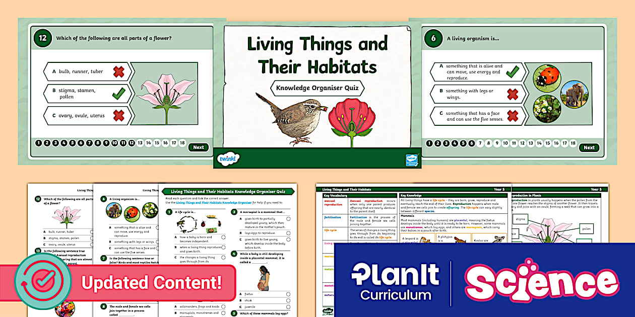 Science: LTaTH: Y5 Knowledge Organiser Quiz - Twinkl
