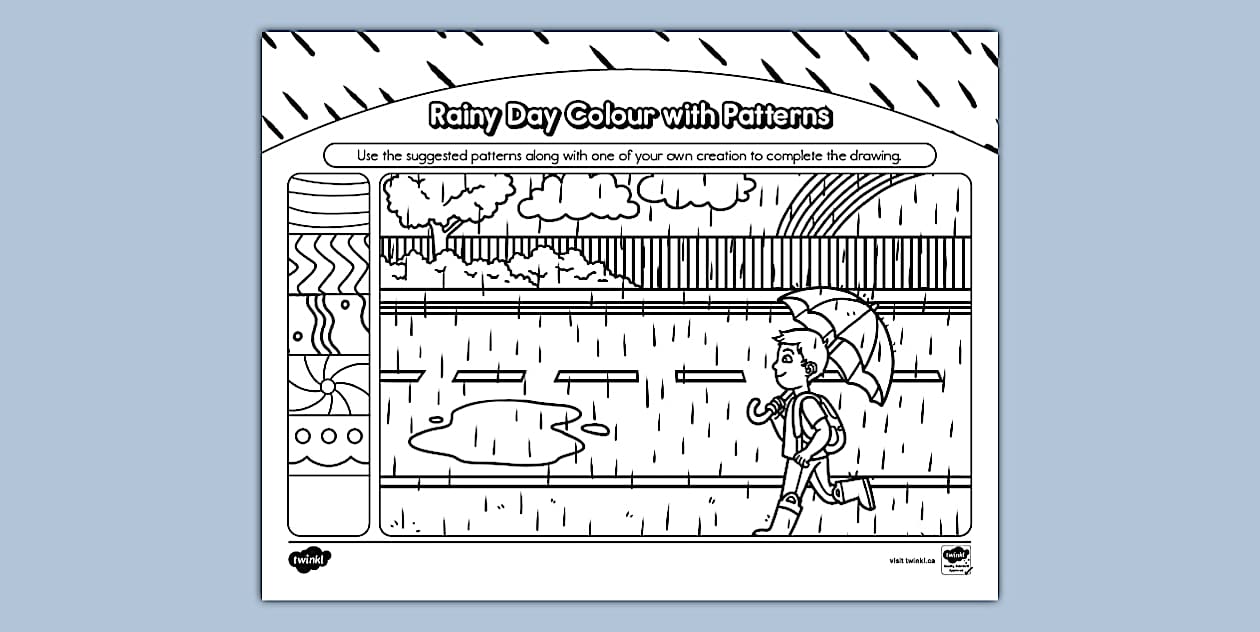 Rainy Day Colour with Patterns Activity (teacher made)