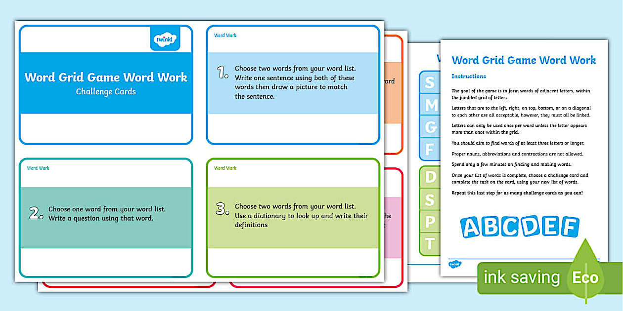 Word Work Boggle Challenge Cards 0-2 (teacher made) - Twinkl
