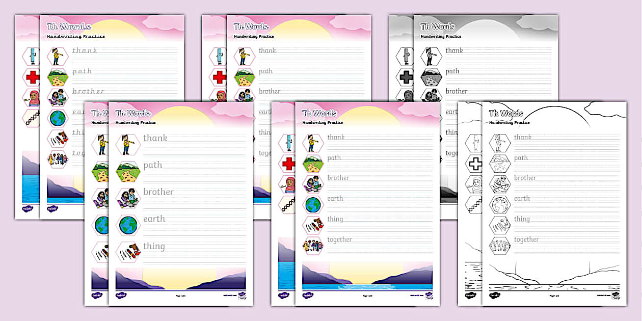 Th Words Handwriting Practice Worksheet (teacher made)