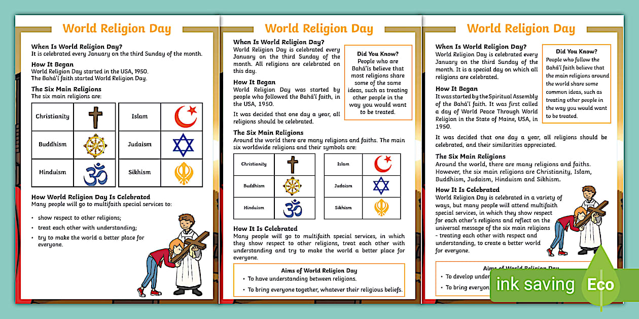 KS1 World Religion Day Differentiated Fact File - Twinkl