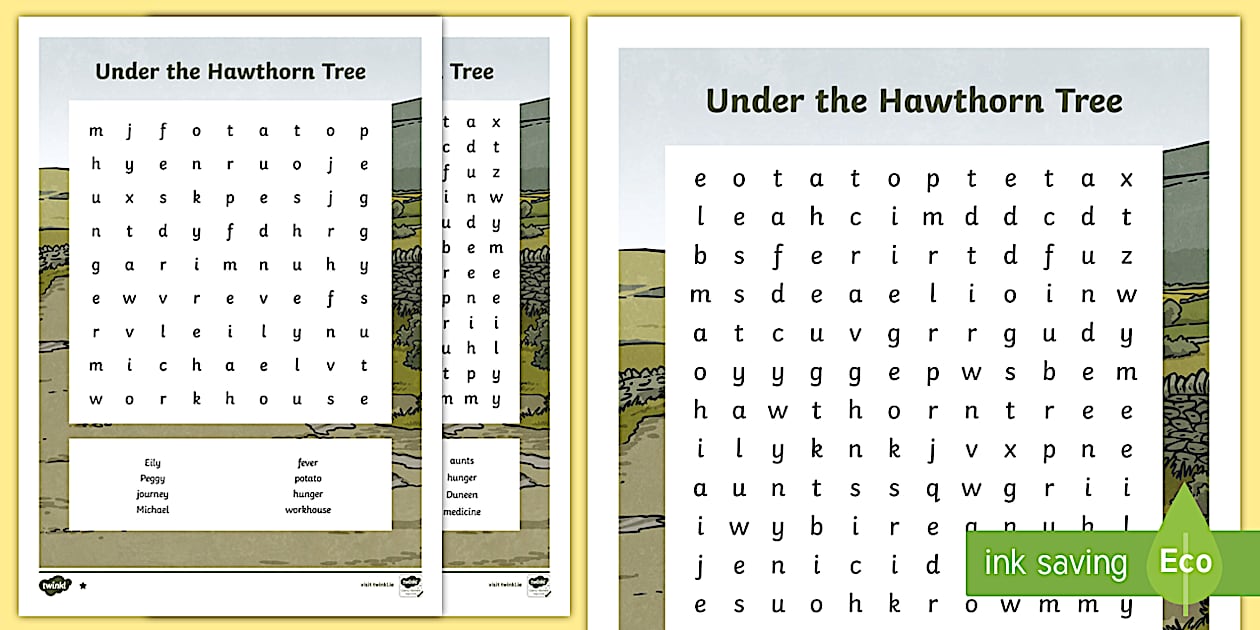 Word Search Worksheet / Worksheet to Support Teaching on Under the Hawthorn
