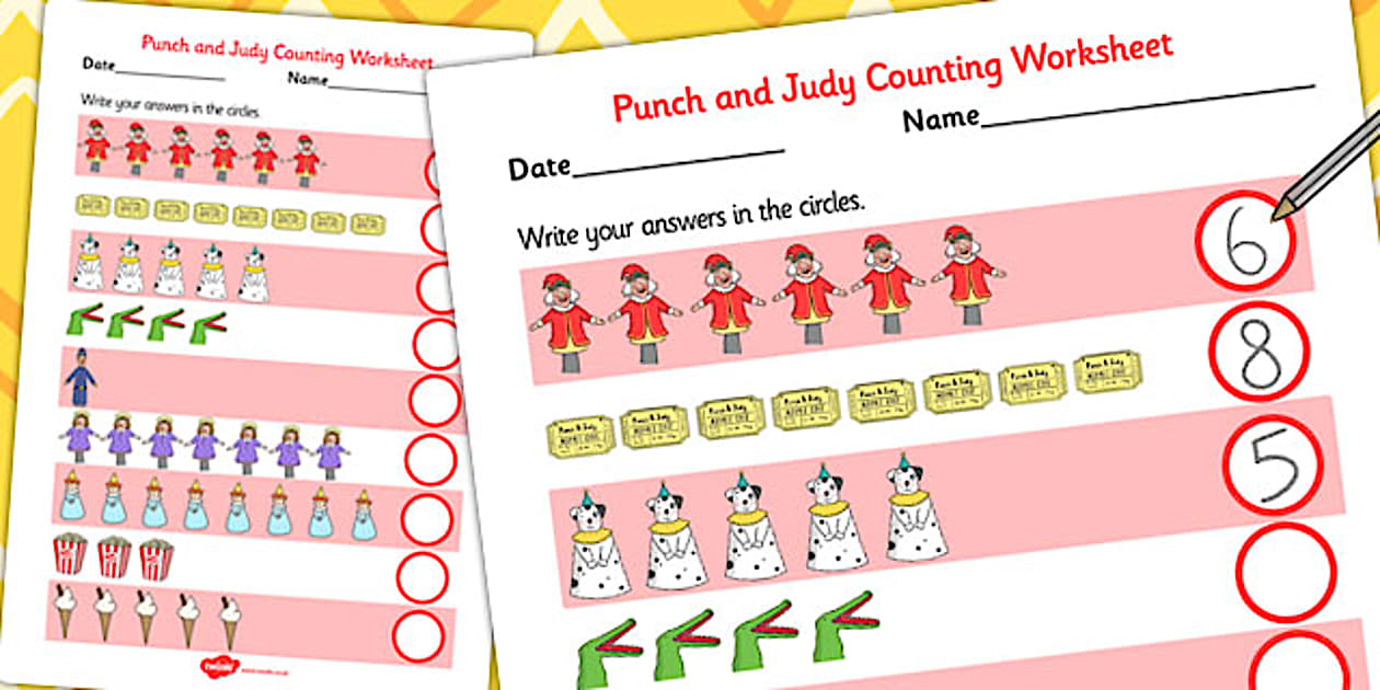 Punch and Judy Counting Sheet - Twinkl