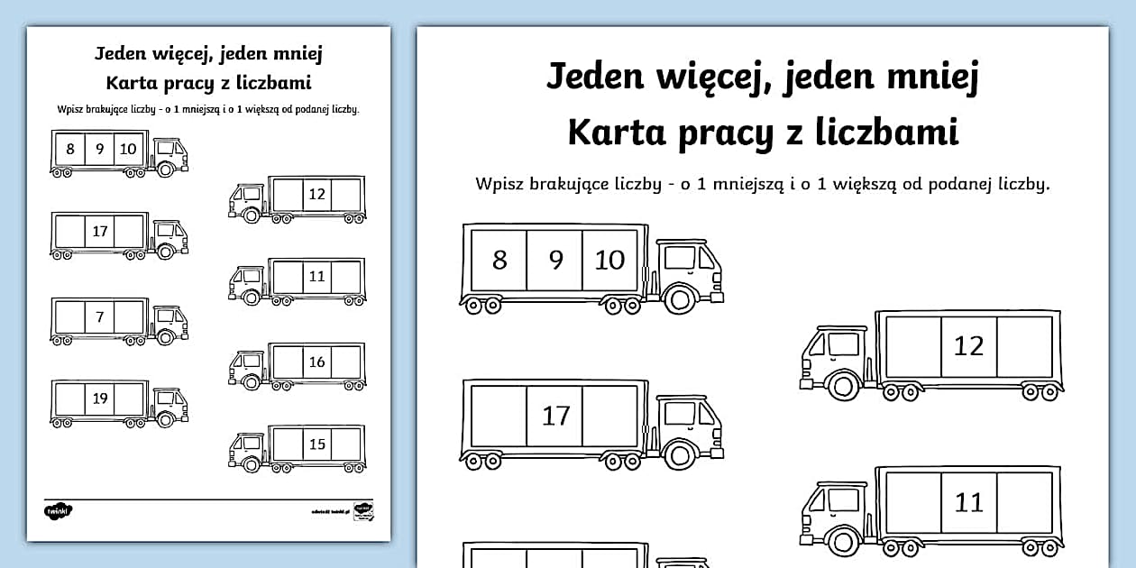 Jeden więcej, jeden mniej | Karta pracy