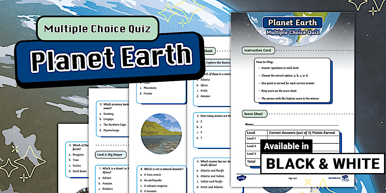 Gr 4 NS Term 4-Planet Earth-Multiple Choice Quiz (CAPS Aligned)