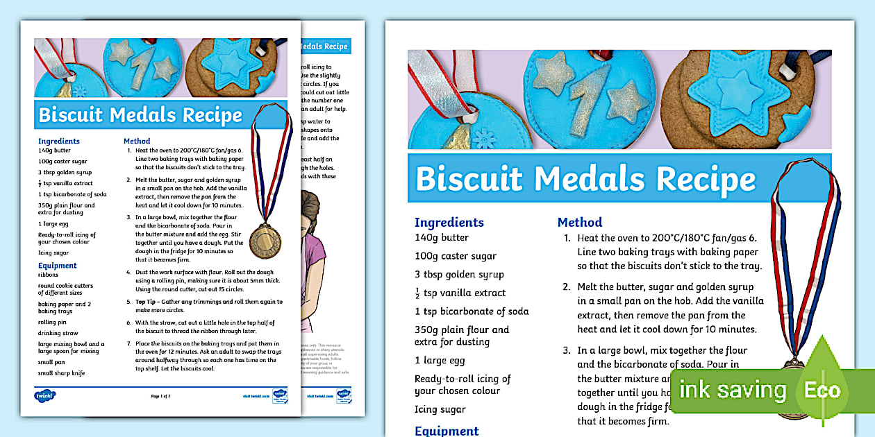 Biscuit Medals Recipe (teacher made) - Twinkl