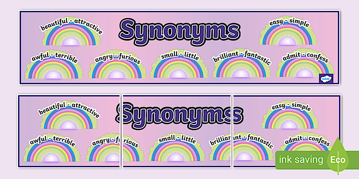 Synonyms Display Banner - English (teacher made) - Twinkl