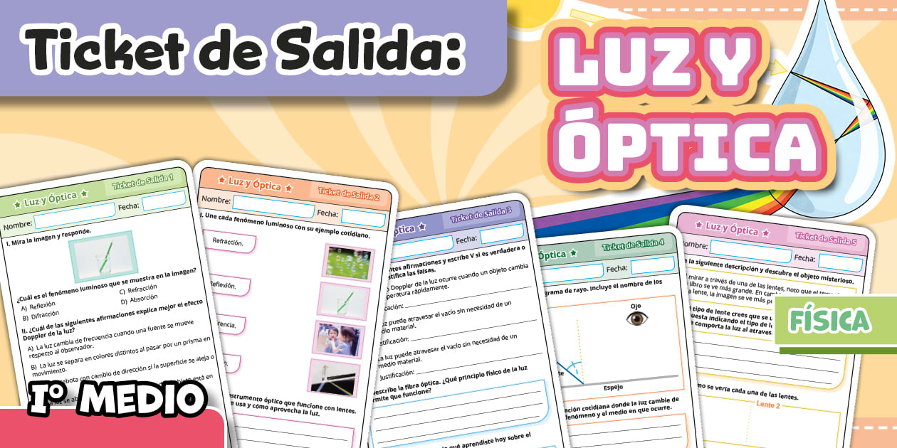 Evaluación Óptica | Ticket de Salida | Física | I° Medio
