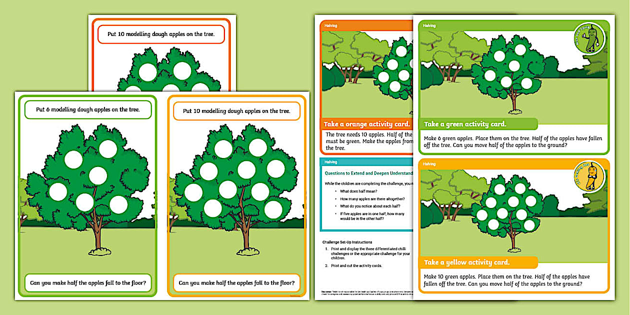 EYFS Maths Halving Chilli Challenges Halving Apples on Trees
