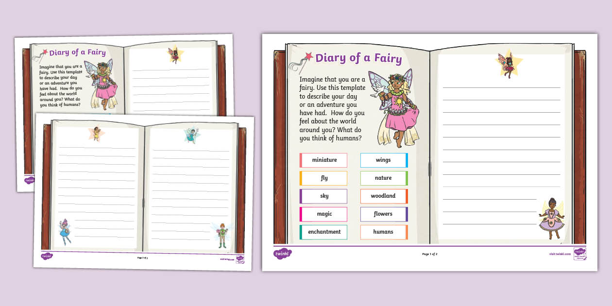 Diary of a Fairy Writing Frame (Teacher-Made) - Twinkl
