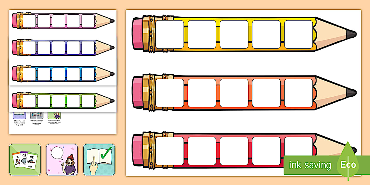 Large Reading Pencil Targets - Twinkl