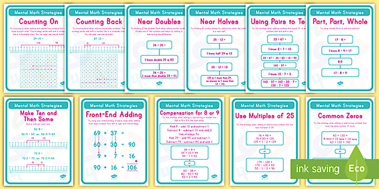 Mental Math Strategies Posters (teacher made) - Twinkl