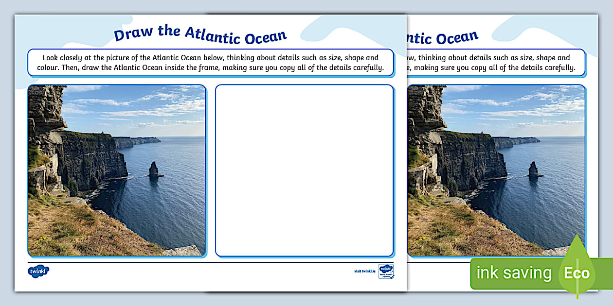Draw the Atlantic Ocean Worksheet (Teacher-Made) - Twinkl