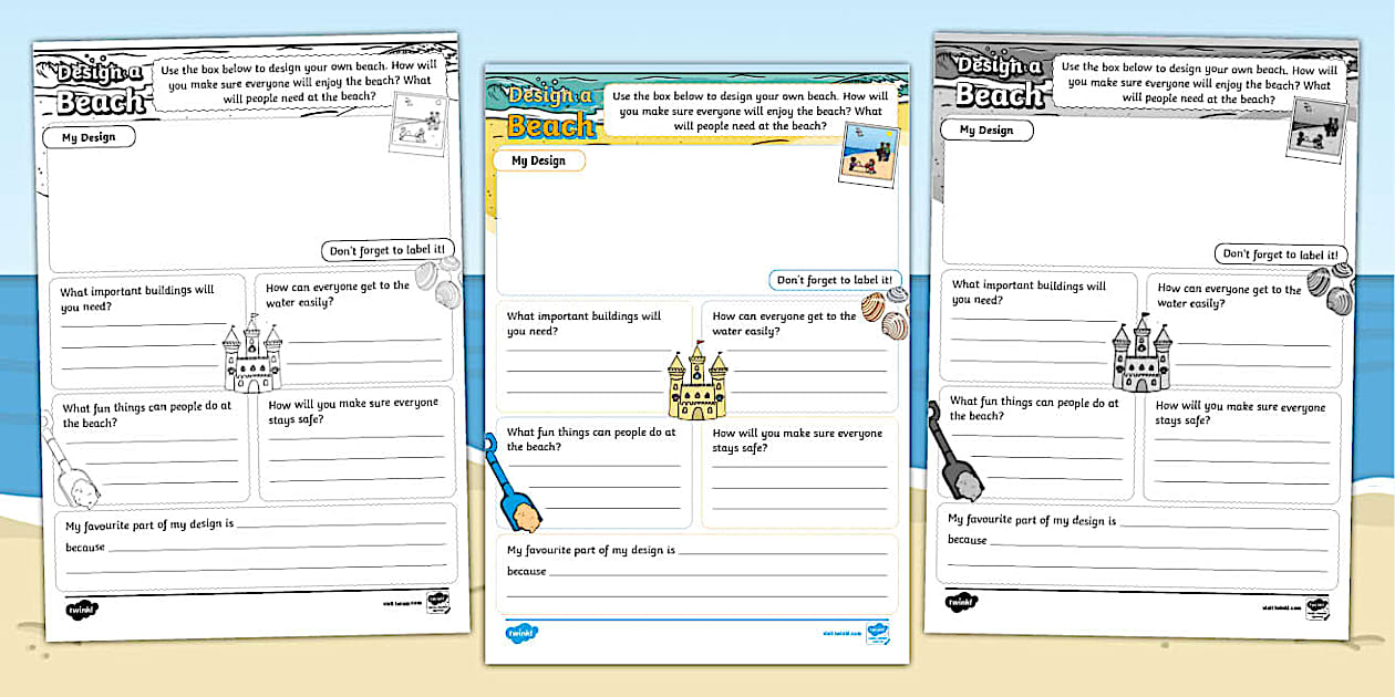 Design a Beach Worksheet (teacher made) - Twinkl