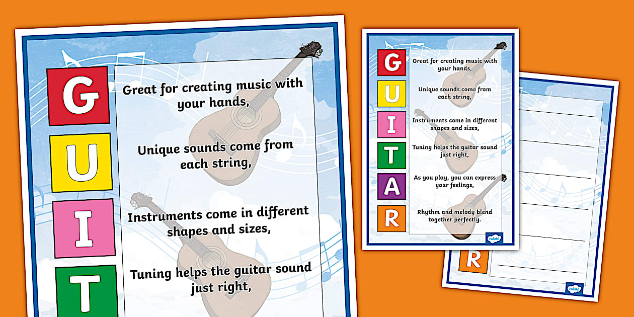 Guitar Acrostic Poem Example and Template (Teacher-Made)