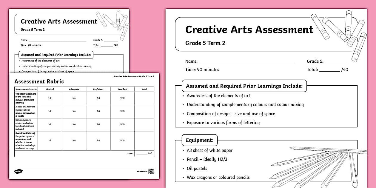 Visual Arts Assessment Grade 5 Term 2 (teacher made)