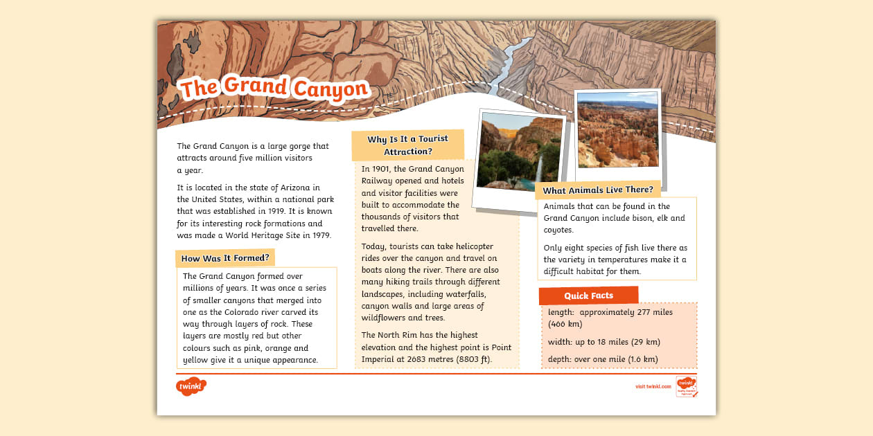 KS2 The Grand Canyon Fact File