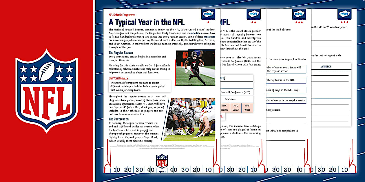 FREE! - NFL: A Year in the NFL Differentiated Reading Comprehension