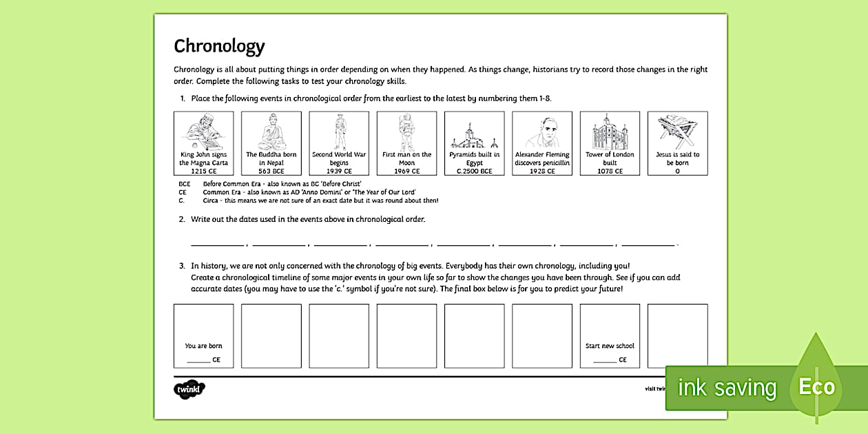 Editable Chronology Worksheet (teacher made) - Twinkl
