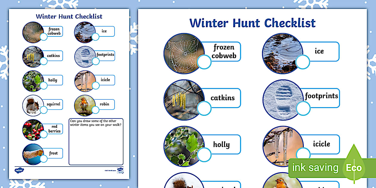 EYFS Winter Hunt Photo Checklist (teacher made) - Twinkl