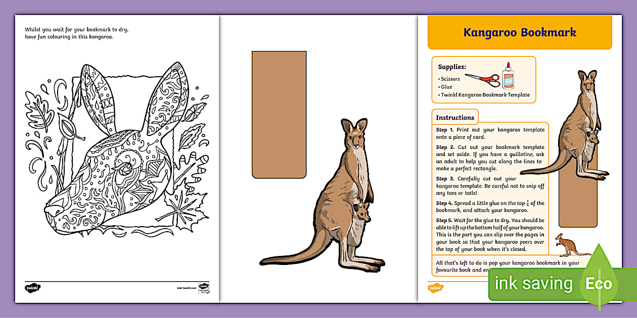 Kangaroo Bookmark Craft (teacher made) - Twinkl