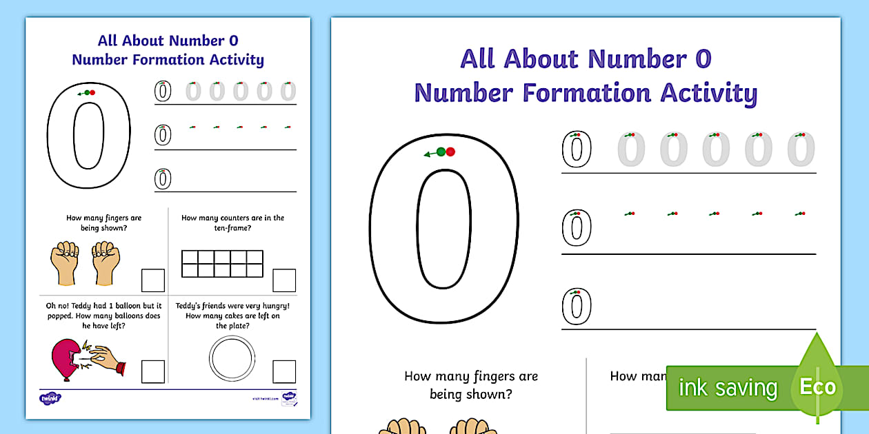 Editable All About Number 0 Number Formation Worksheet