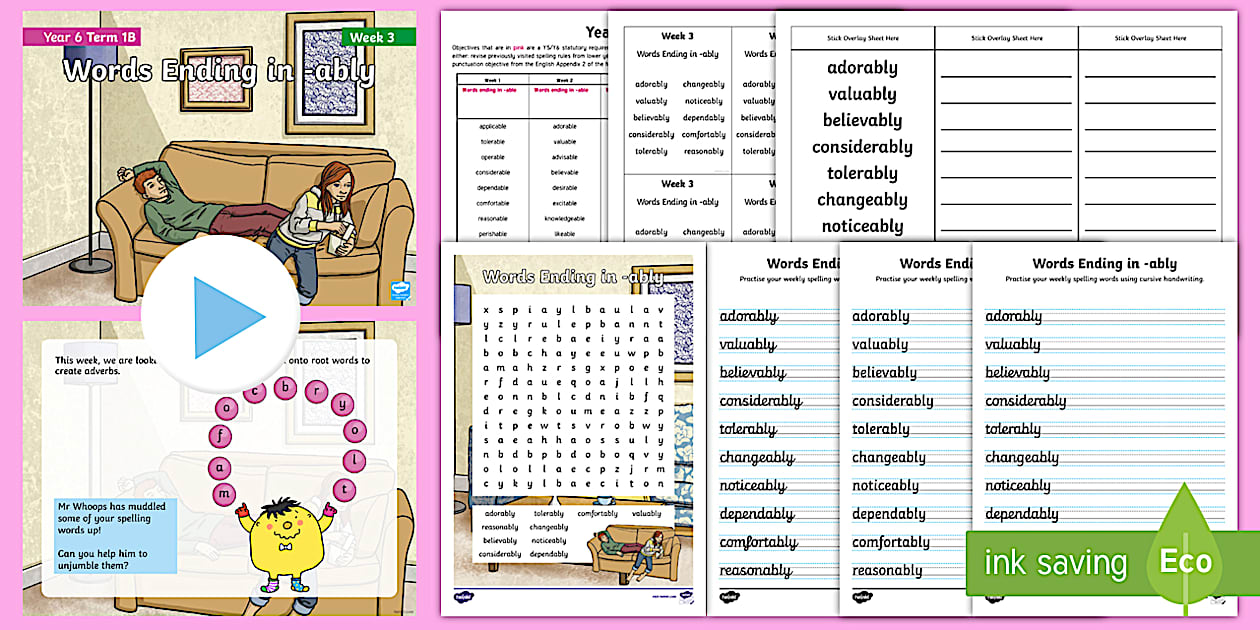 Year 6 Term 1B Week 3 Spelling Pack (teacher made) - Twinkl