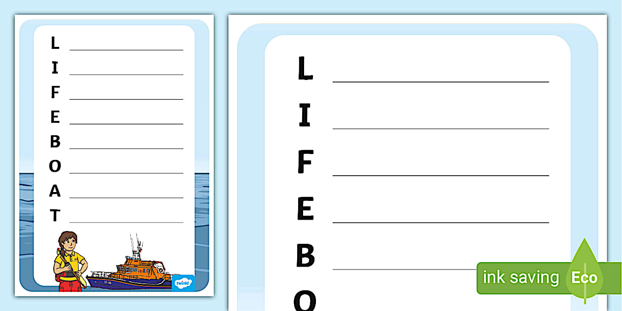 Lifeboat Acrostic Poem Template