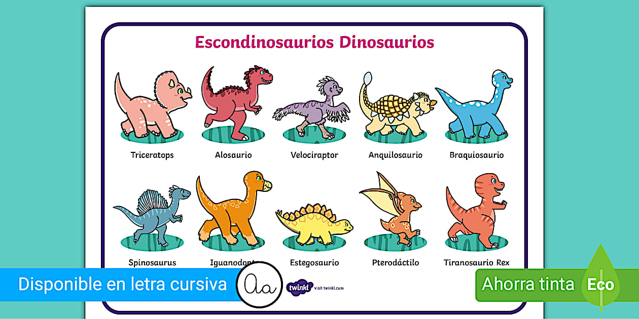 Hoja de vocabulario: Los nombres de los dinosaurios- Guía de trabajo