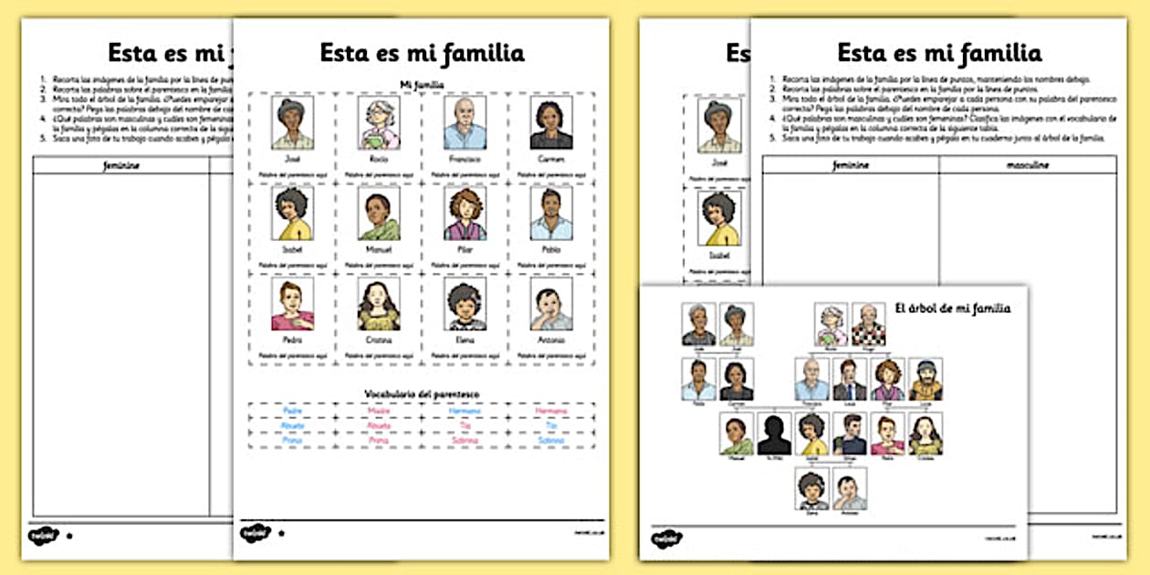 This Is My Family Worksheet / Worksheet Spanish - Twinkl
