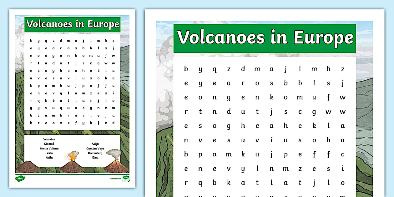 Volcanoes in Europe Word Search (teacher made) - Twinkl